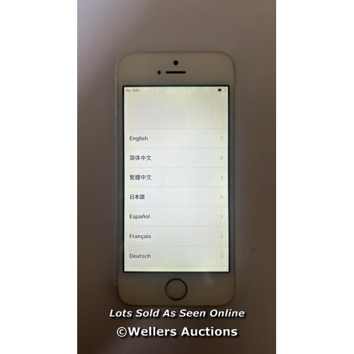 APPLE IPHONE 5S / MODEL NO: A1457 / SILVER / 16GB / SERIAL NO ...