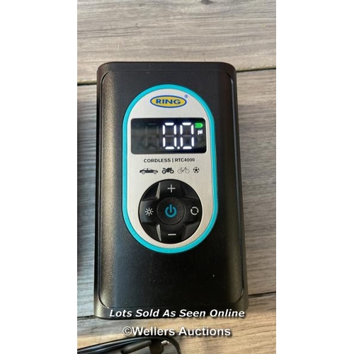 RING AUTOMOTIVE RTC4000 CORDLESS TYRE INFLATOR AIR COMPRESSOR CAR PUMP ...
