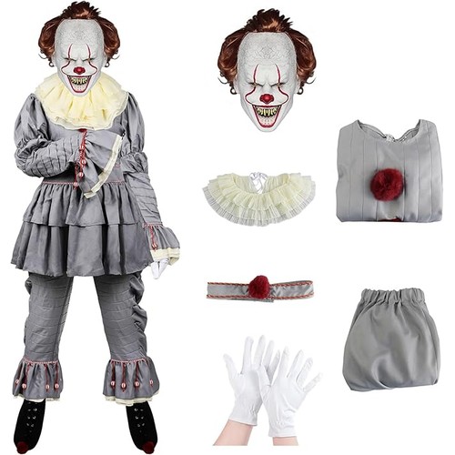 RRP 52.99 - PENNYWISE COSTUME ADULT 6 PIECES HORROR KILLER CLOWN ...