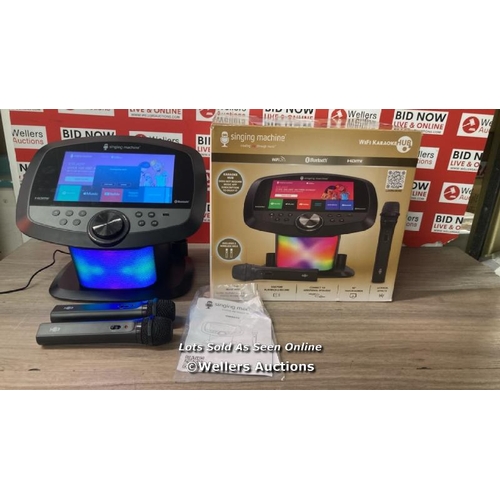 SINGING MACHINE PREMIUM WIFI KARAOKE SYSTEM WITH 10.1" TOUCHSCREEN DISPLAY / POWERS UP / BOTH MICS W