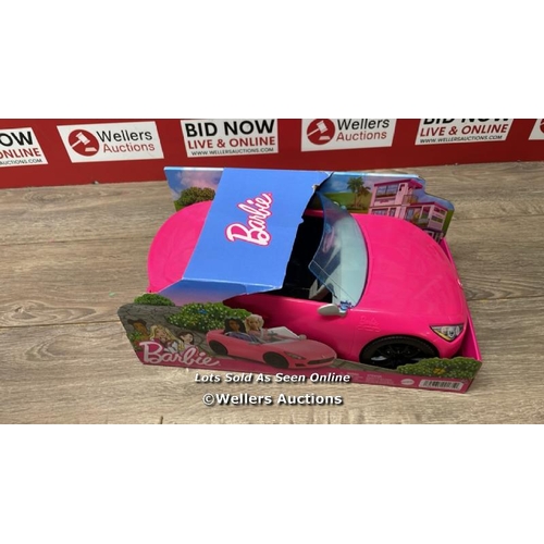 BARBIE CONVERTIBLE 2-SEATER VEHICLE, PINK CAR WITH ROLLING WHEELS ...