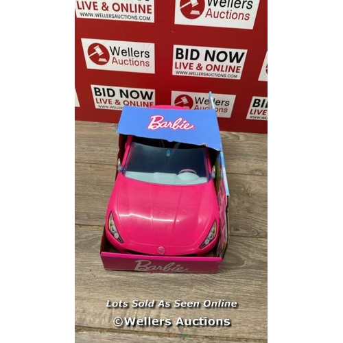 BARBIE CONVERTIBLE 2-SEATER VEHICLE, PINK CAR WITH ROLLING WHEELS ...