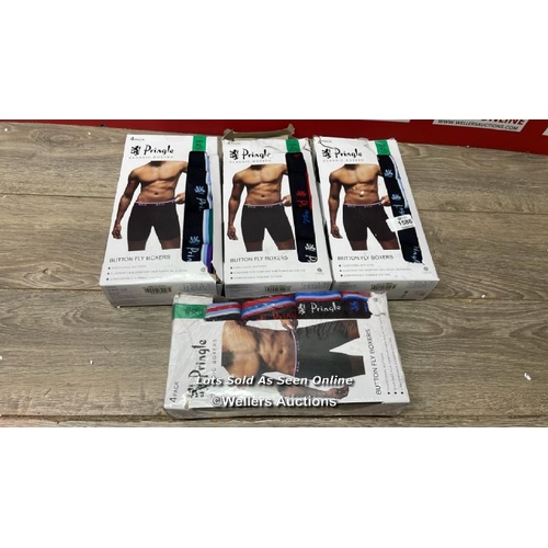 4X GENTS NEW PRINGLE BUTTON FLY BOXERS / X-LARGE / 4 PACK / C4