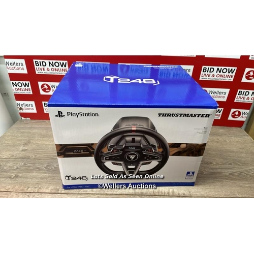 T-248 THRUSTMASTER GAMING STEERING WHEEL FOR PC, PS4 & PS5 / APPEARS NEW, OPEN BOX - SEE IMAGES / C2