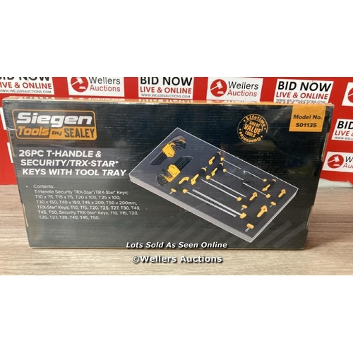 SIEGEN TOOLS BY SEALEY 26PC T-HANDLE & SECURITY-TRX-STAR KEYS WITH TOOL ...