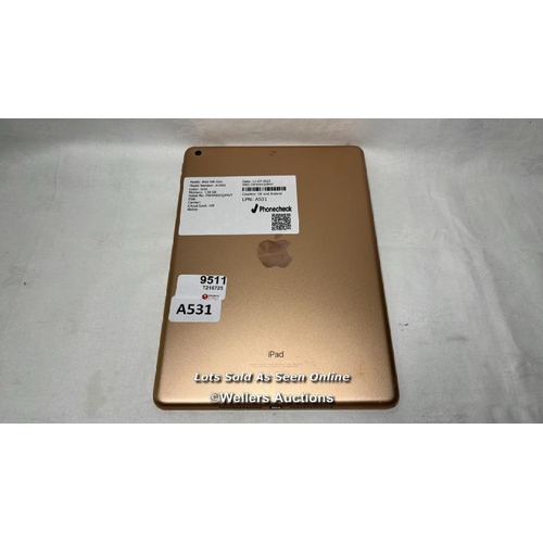 APPLE IPAD 6TH GEN/A1893/ GOLD/128GB/ IMEI-F9FXMDCQJMVT (I-CLOUD UNLOCKED)