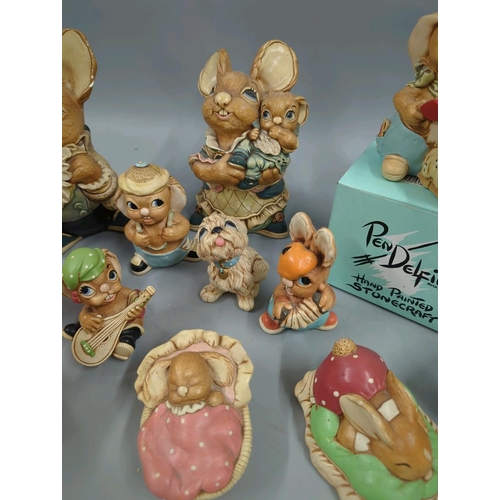 Pendelfin Rabbits group including boxed 'Dandy' / AN51