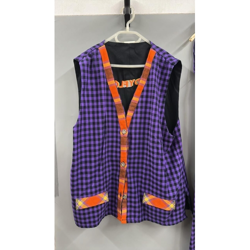 Stage worn 'candyfloss' clown costume, to include matching trousers and ...