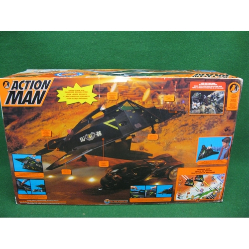 Boxed 1996 Hasbro Action Man Stealth jet with jet bike - 27" x 16.5" x 9.5"