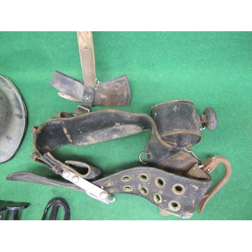 Substantial fireman's ladder/rescue belt with axe and rope pouches and ...