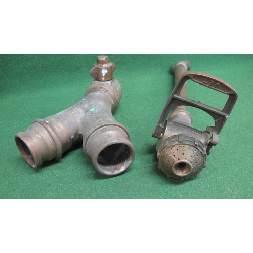 Fire Brigade 1 into 2 brass branch hose section stamped Collecting ...