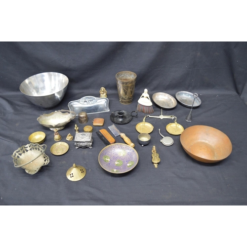 Collection of sundry items to include: white metal top walking cane ...