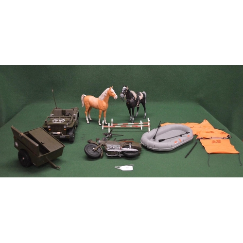 Two horses, Jeep & Trailer, Life-raft, road blocks and motorbike from ...