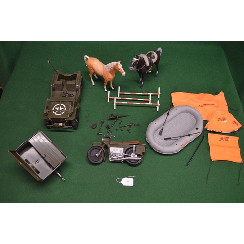 Two horses, Jeep & Trailer, Life-raft, road blocks and motorbike from ...