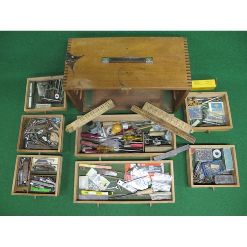 Wooden seven drawer engineers tool chest with top carry handle, Made in ...