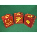 Three 1930's re-painted Shell two gallon fuel cans to comprise: Motor ...
