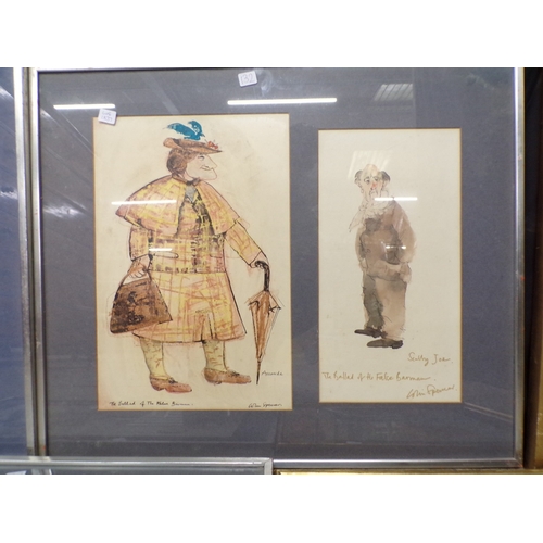 Colin Spencer group of three framed pen and ink figure studies all ...