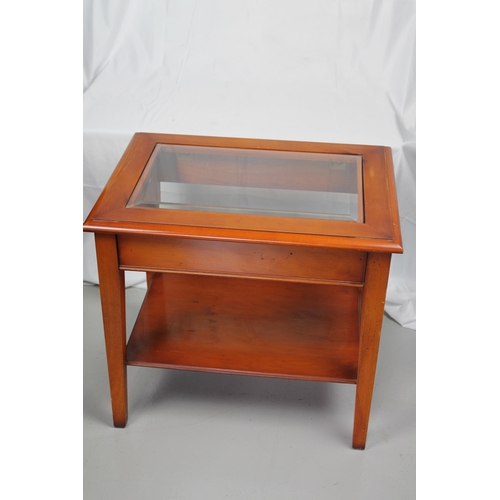 Mahogany Glass top Lamp Table, 52 x 57 x 41 cm