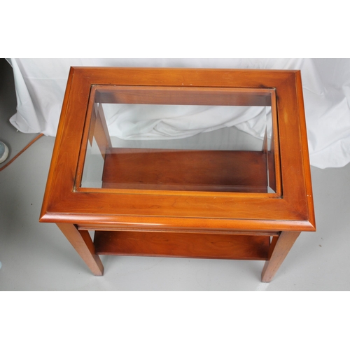 Mahogany Glass top Lamp Table, 52 x 57 x 41 cm