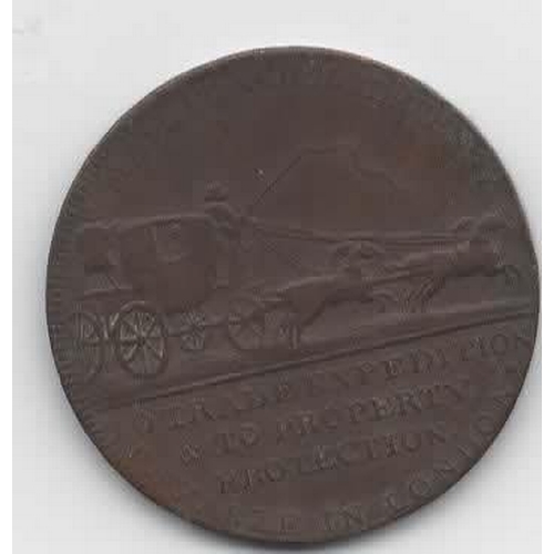 Coins - Mail Coach 1/2d token John Palmer c1797. (1) (S)