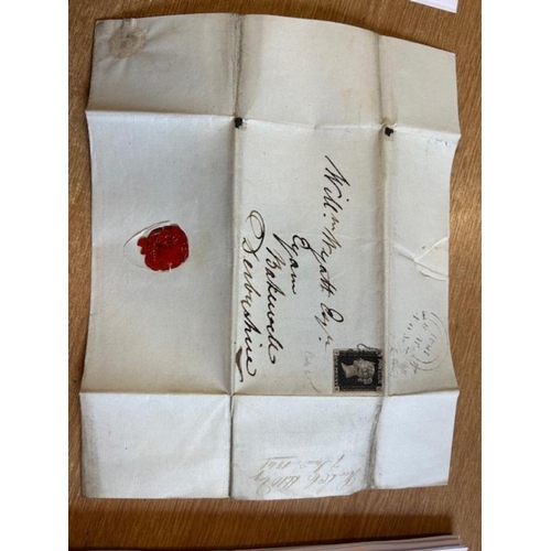 GB Postal History fine 1841 Cover with 4 margins 1d black FE Plate 6 ...