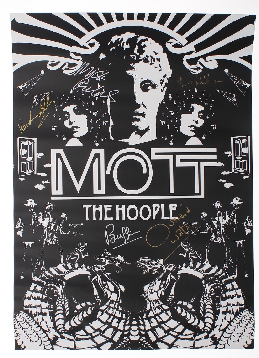 Mott the Hoople - autographed Mott the Hoople poster signed by Ian Hunter, Overend Watts, Mick Ralph