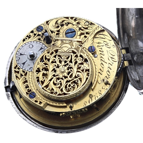 Edward Prior - George III ornate silver verge pair cased pocket watch ...