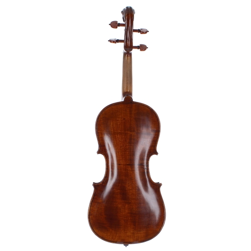 Late 19th century Bavarian violin with carved lion's head scroll, 14 ...
