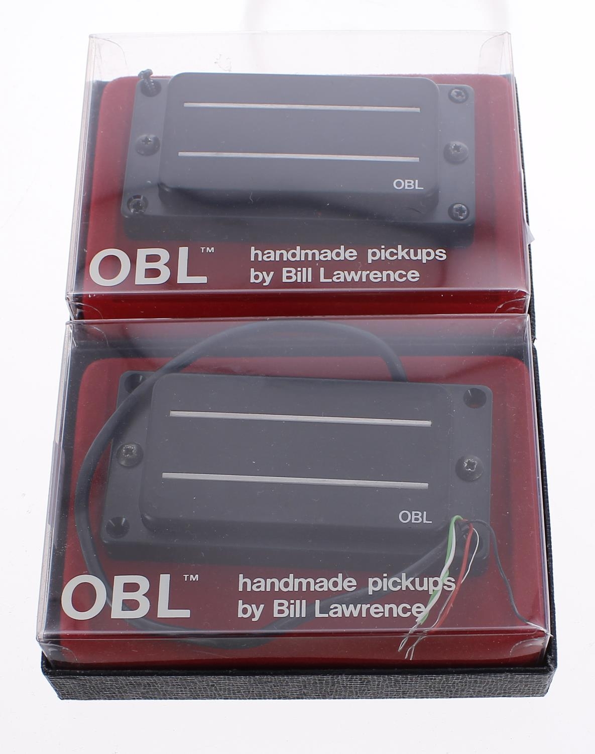 Pair of Bill Lawrence OBL humbucker guitar pickups, with original boxes