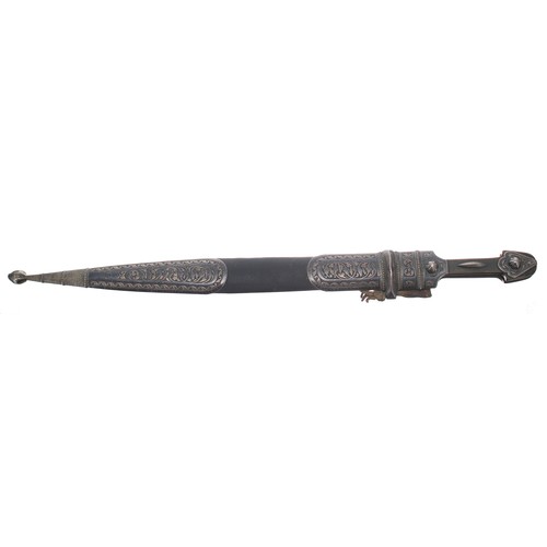 Caucasian Kinjal / Kinzhal type dagger, with foliate scrolling metal ...