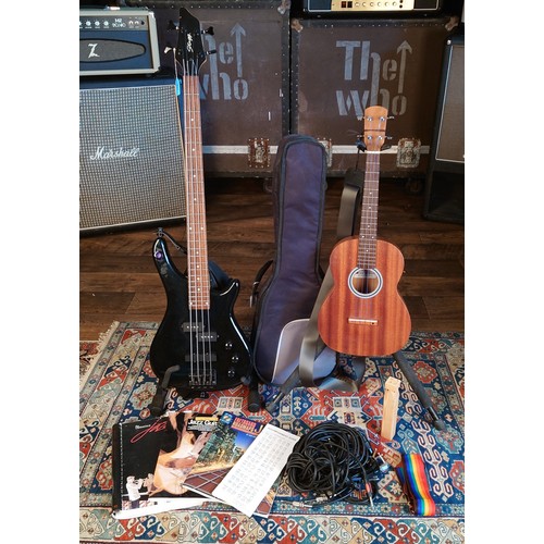 Stagg bass guitar, with padded gig bag; together with a Blue Moon ...