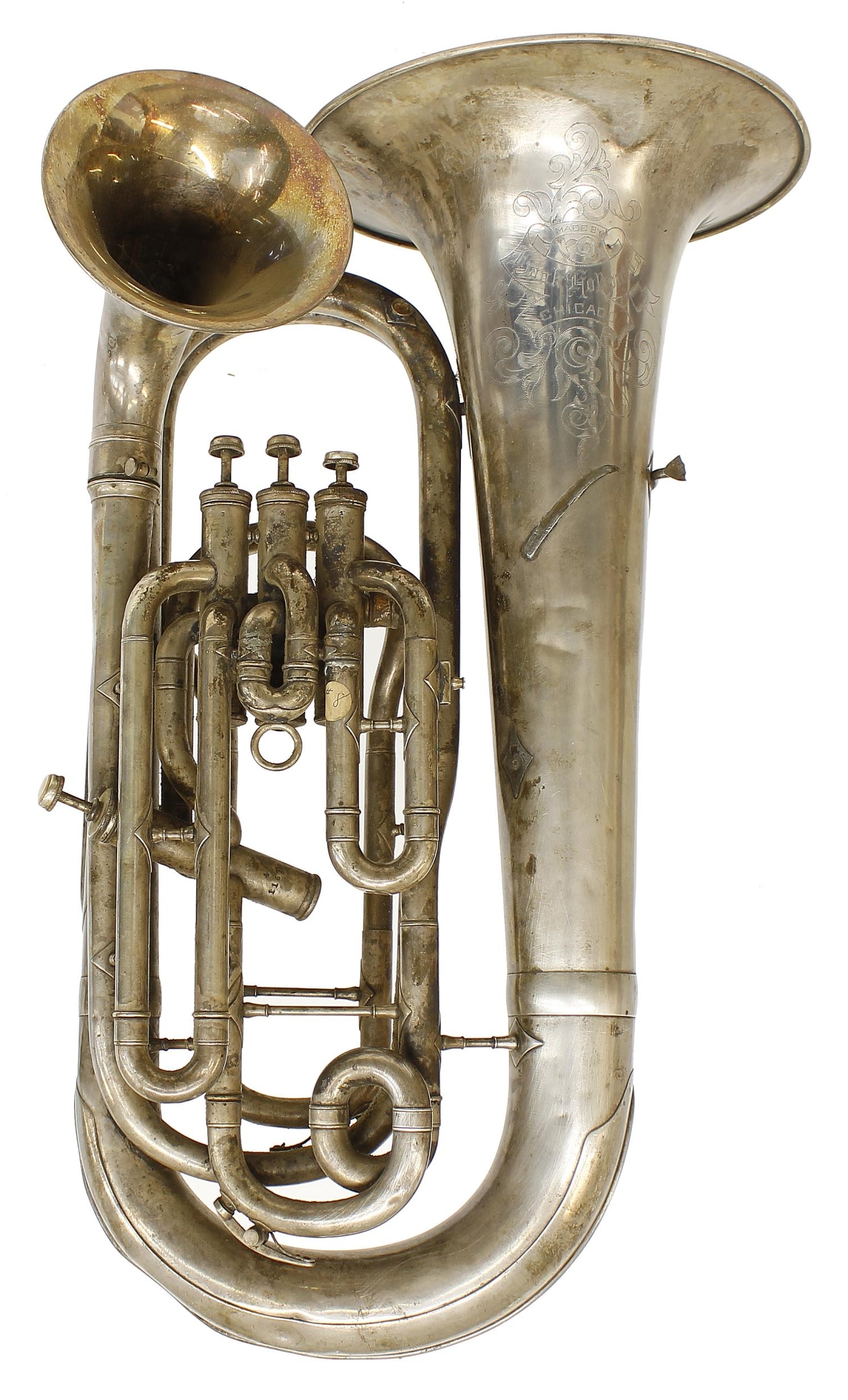 Interesting and rare American double bell euphonium inscribed Frank ...