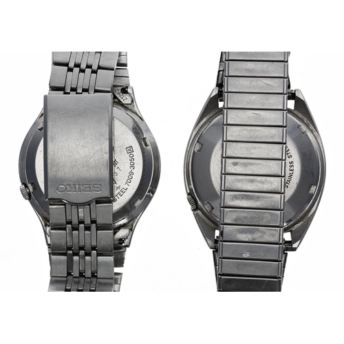 Two Seiko 5 automatic stainless steel wristwatches, reference 6309-8840 ...