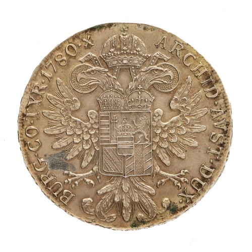 Austria - silver 1780 Maria Theresa Thaler coin, inscribed 'BURG CO TYR ...