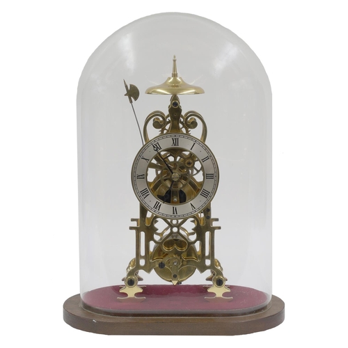 Brass single fusee skeleton clock with passing strike on a bell ...