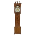 Mahogany eight day longcase clock, the 12" brass arched dial signed ...