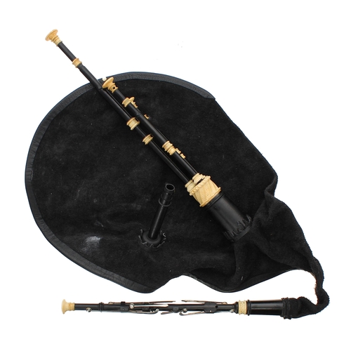 The chanter, three drones and stocks of a set of Northumbrian small ...