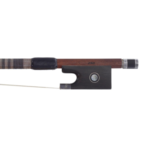 Good English silver mounted viola bow by John Stagg and stamped J.W.S ...
