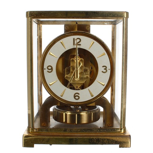 Jaeger-LeCoultre Atmos mantel clock, ser. no. 149833, within a brushed ...