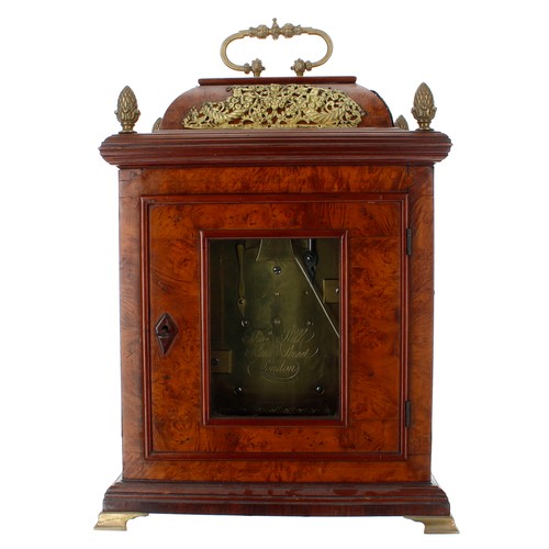 English birds eye walnut double fusee verge bracket clock, the 7.5 ...