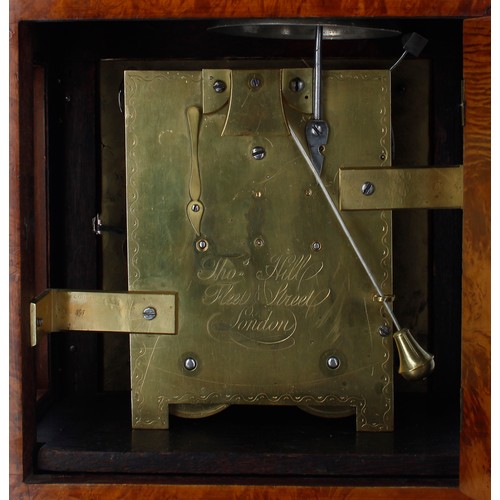 English birds eye walnut double fusee verge bracket clock, the 7.5 ...