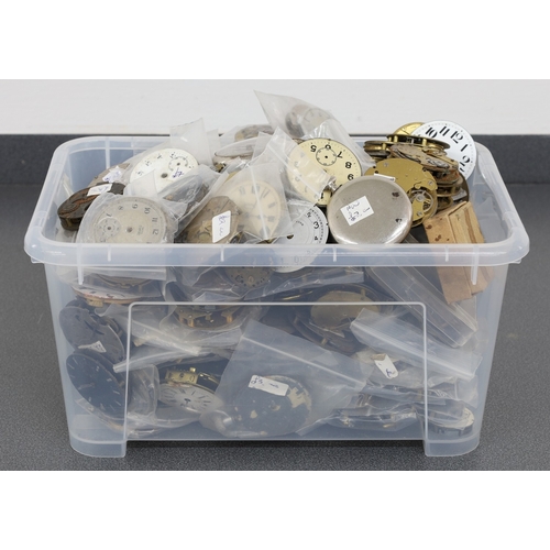 Large quantity of pocket watch movements for repair