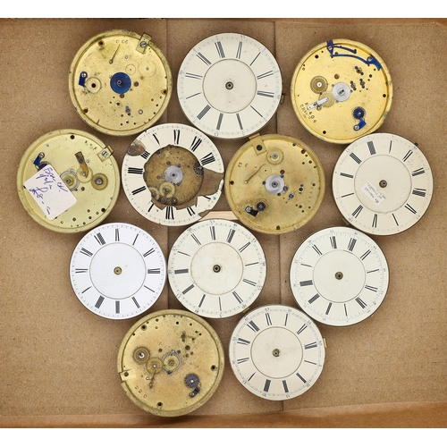 Twelve fusee lever pocket watch movements principally for repair (12)