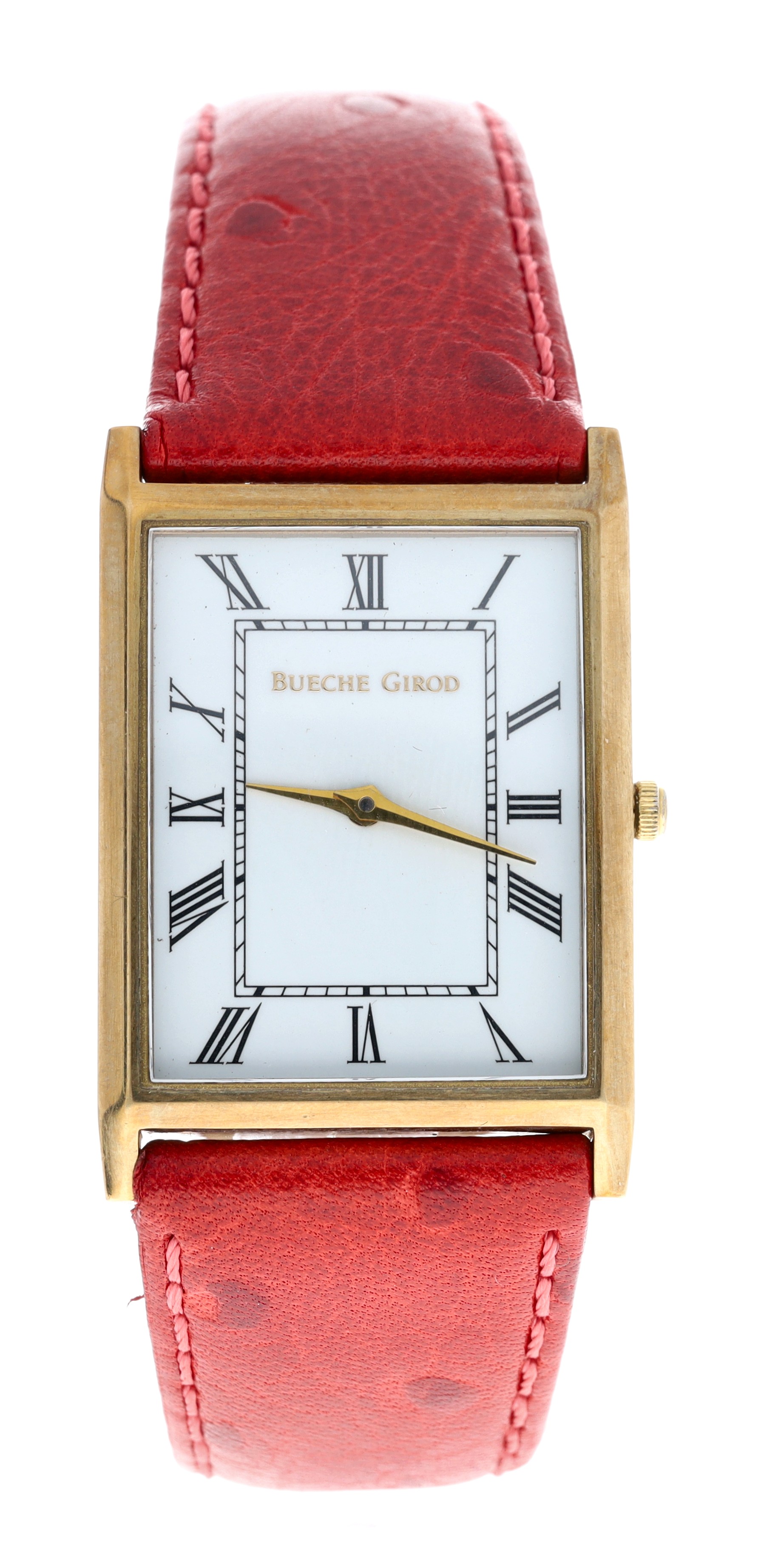 Beuche Girod 9ct rectangular gentleman's wristwatch, no. 1001, serial ...