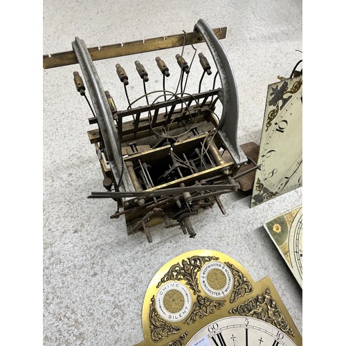 Three train longcase clock movement in need of rebuilding, the ...