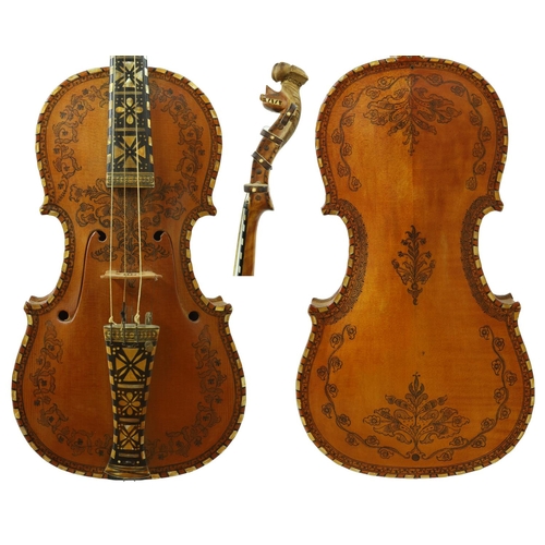 Good original Norwegian Hardanger fiddle by and labelled O. Losteh ...