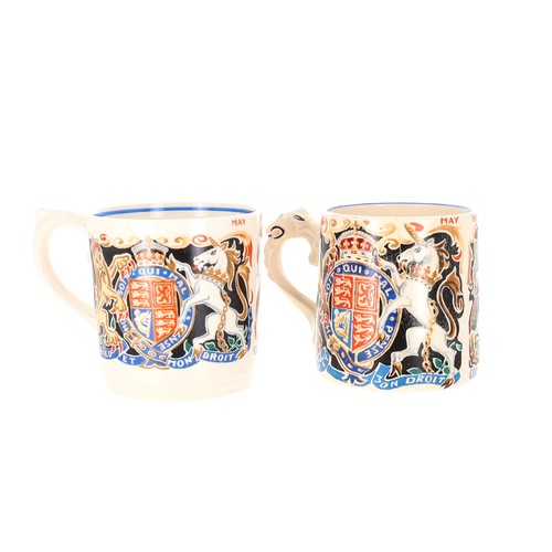 Dame Laura Knight - two pottery mugs commemorating the Coronation of ...