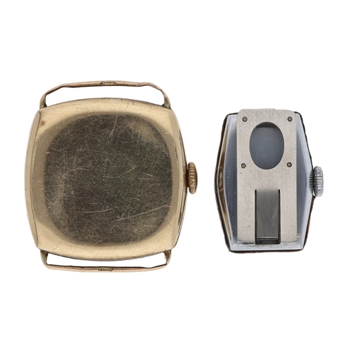 Swiss 9ct wire-lug cushion cased wristwatch, import hallmarks London ...