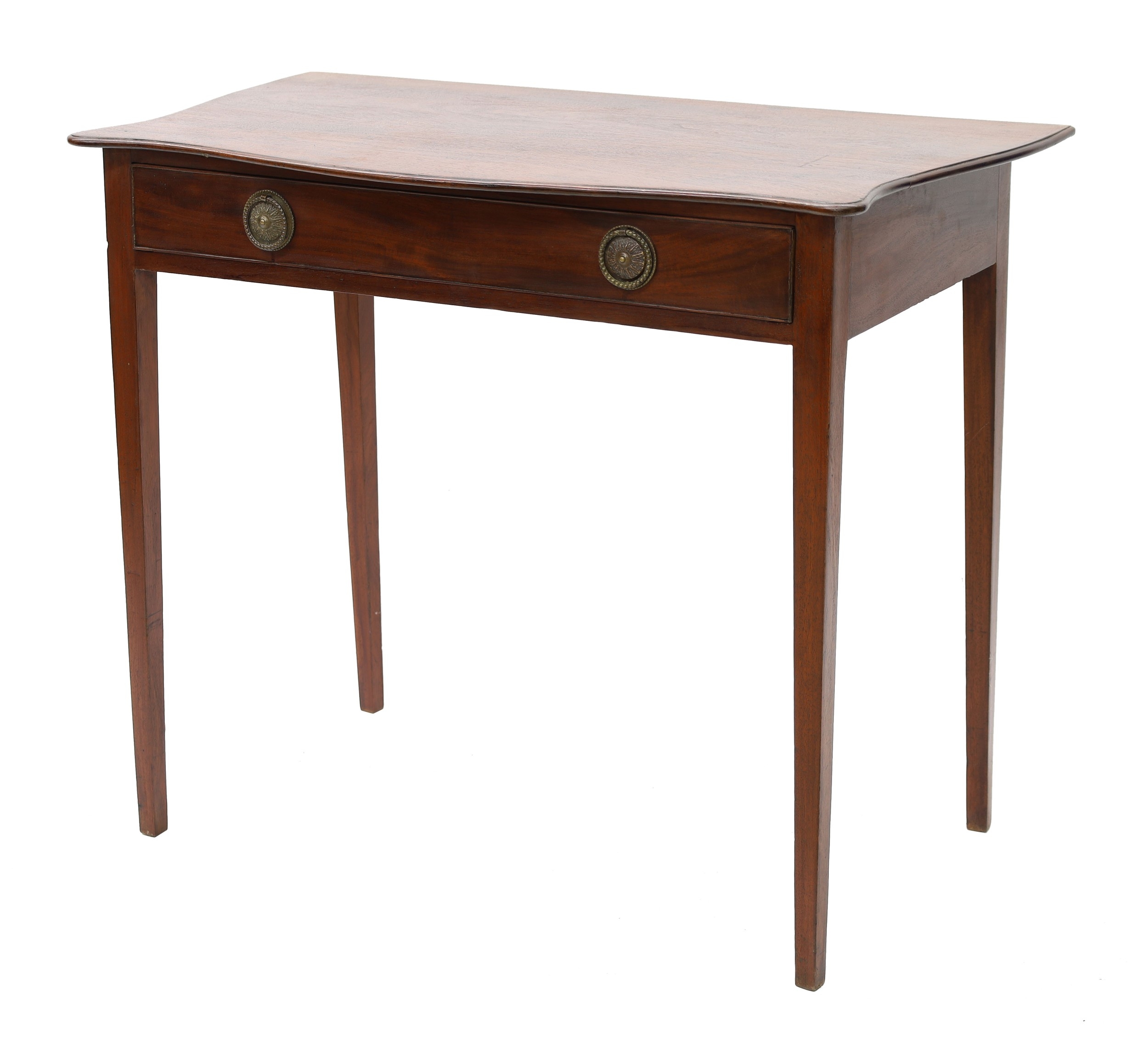 Georgian mahogany side table, the serpentine shaped top over a single ...