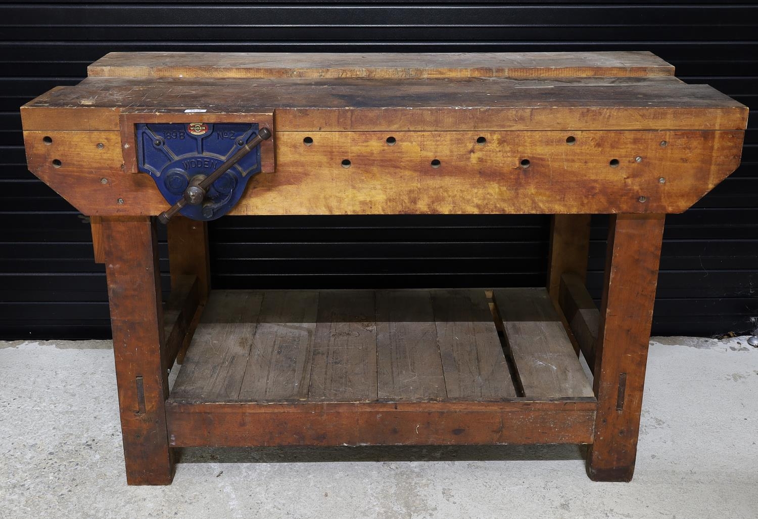 Good luthiers' workbench with wood-encased vice made by the luthier ...